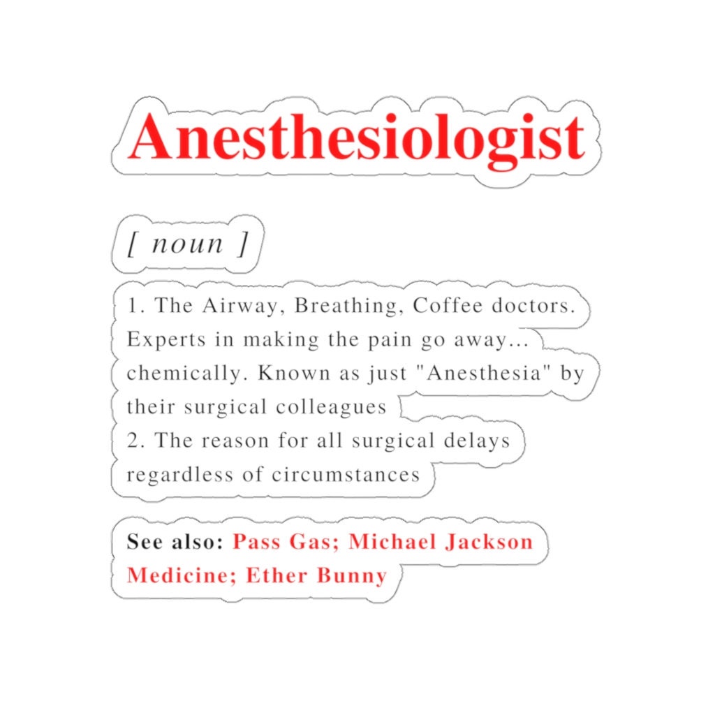 Anesthesiologist Definition Sticker, Anesthetist Laptop, Gifts for ...