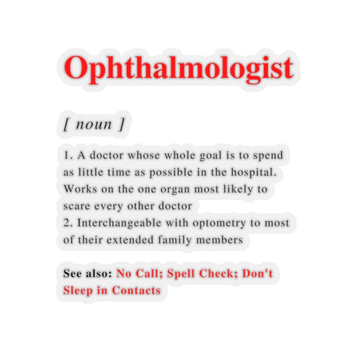 Ophthalmologist Definition Sticker Ophthalmology Laptop - Etsy