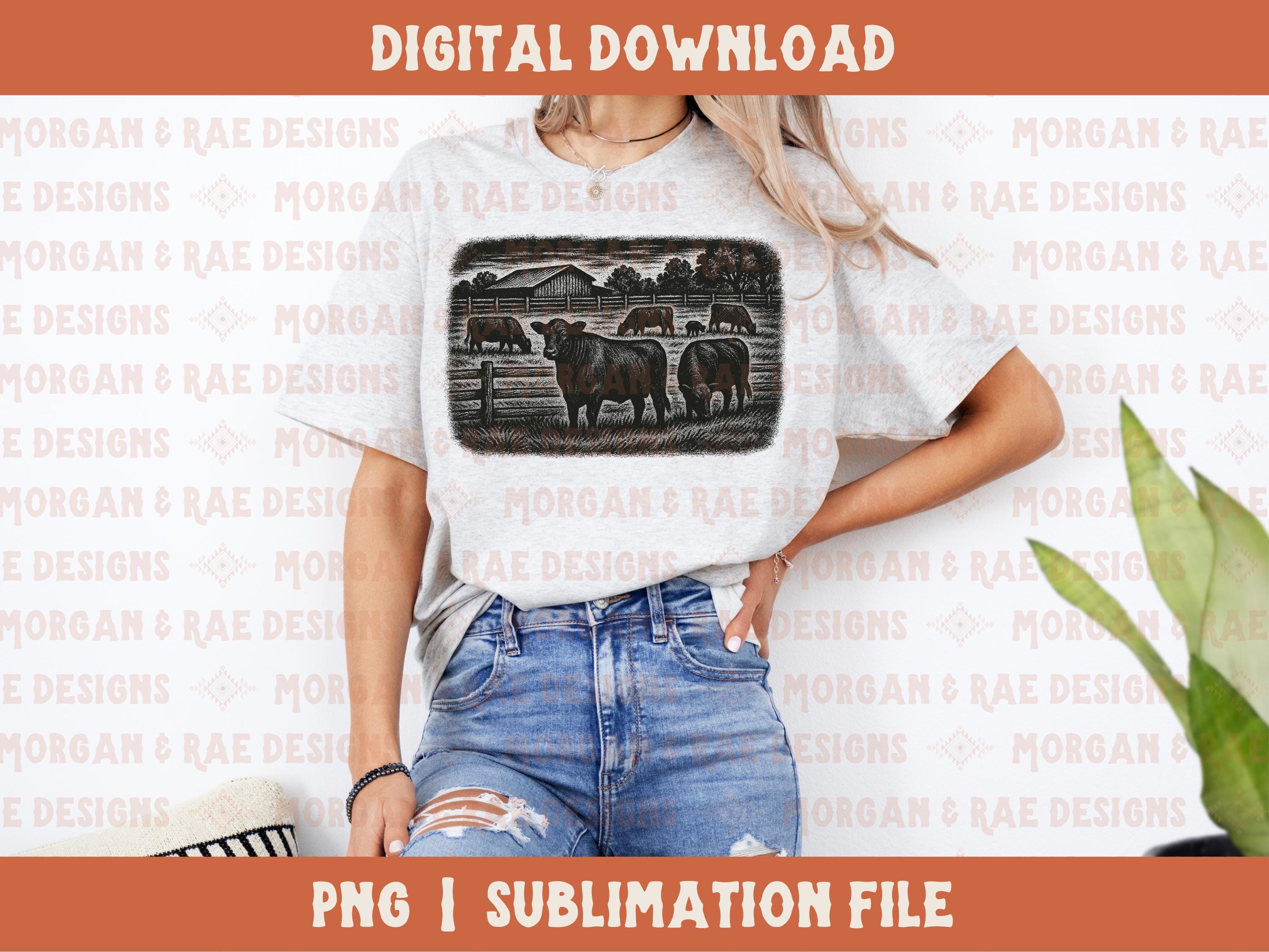 Angus Cattle Farm PNG – Black-only Digital Download for Apparel ...