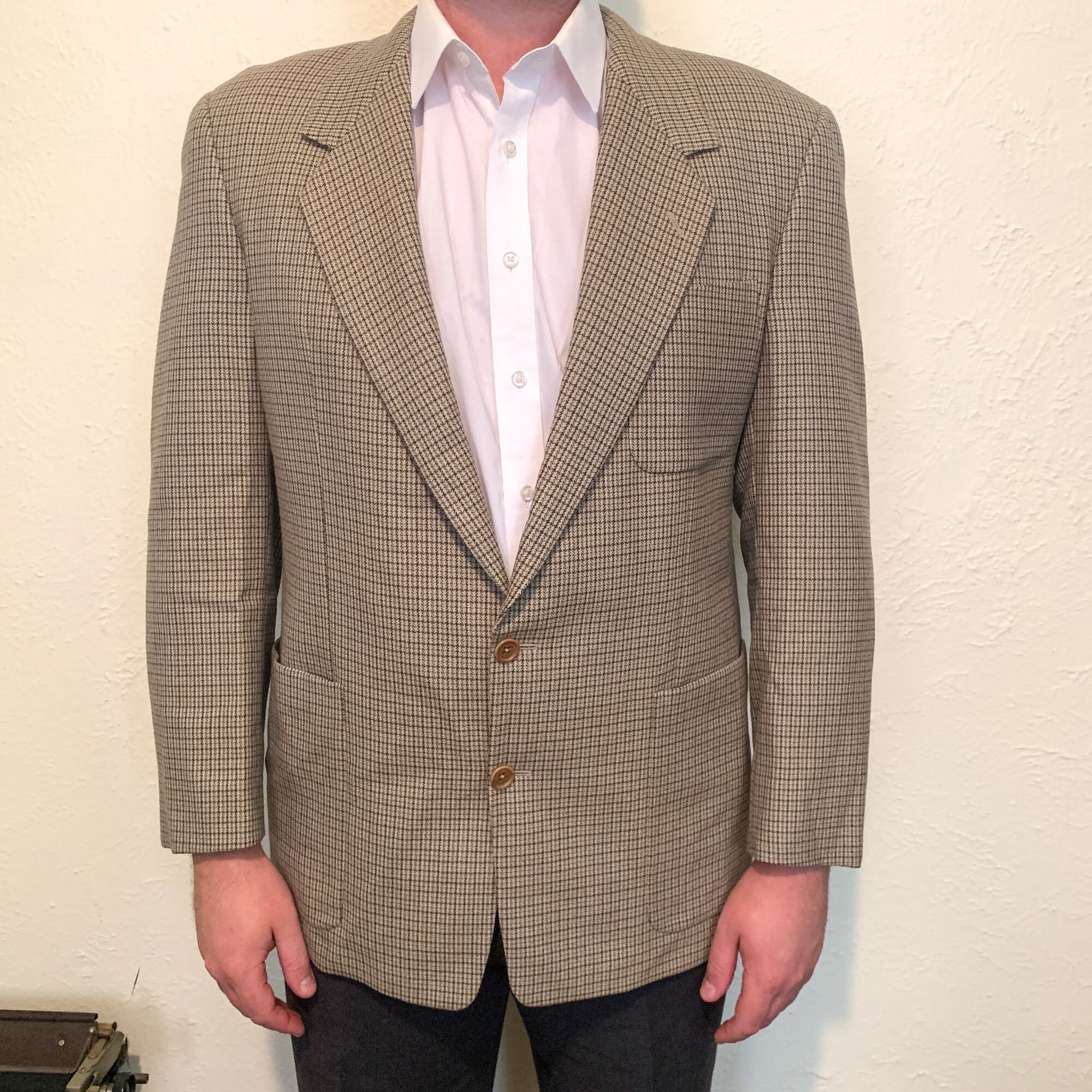 Karl Lagerfeld Vintage 70s Green and Tan Patterned Blazer Suit Jacket ...