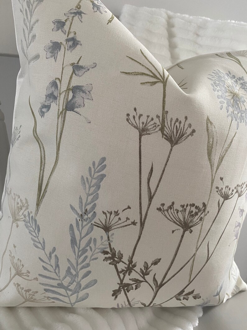 Country Cream Meadow Floral Design Cushion Cover 16” X 16” 40cm 18”x 18 ...