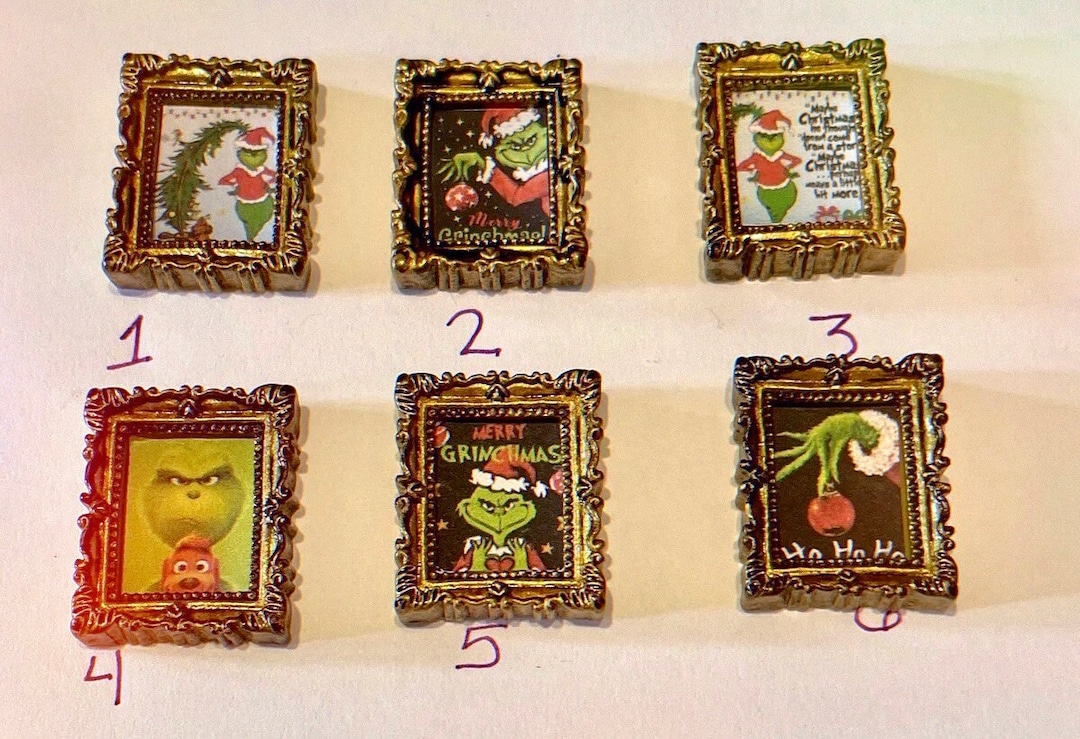 Dollhouse Miniature Grinch Picture Frames Perfect for Anyroom Barbie ...