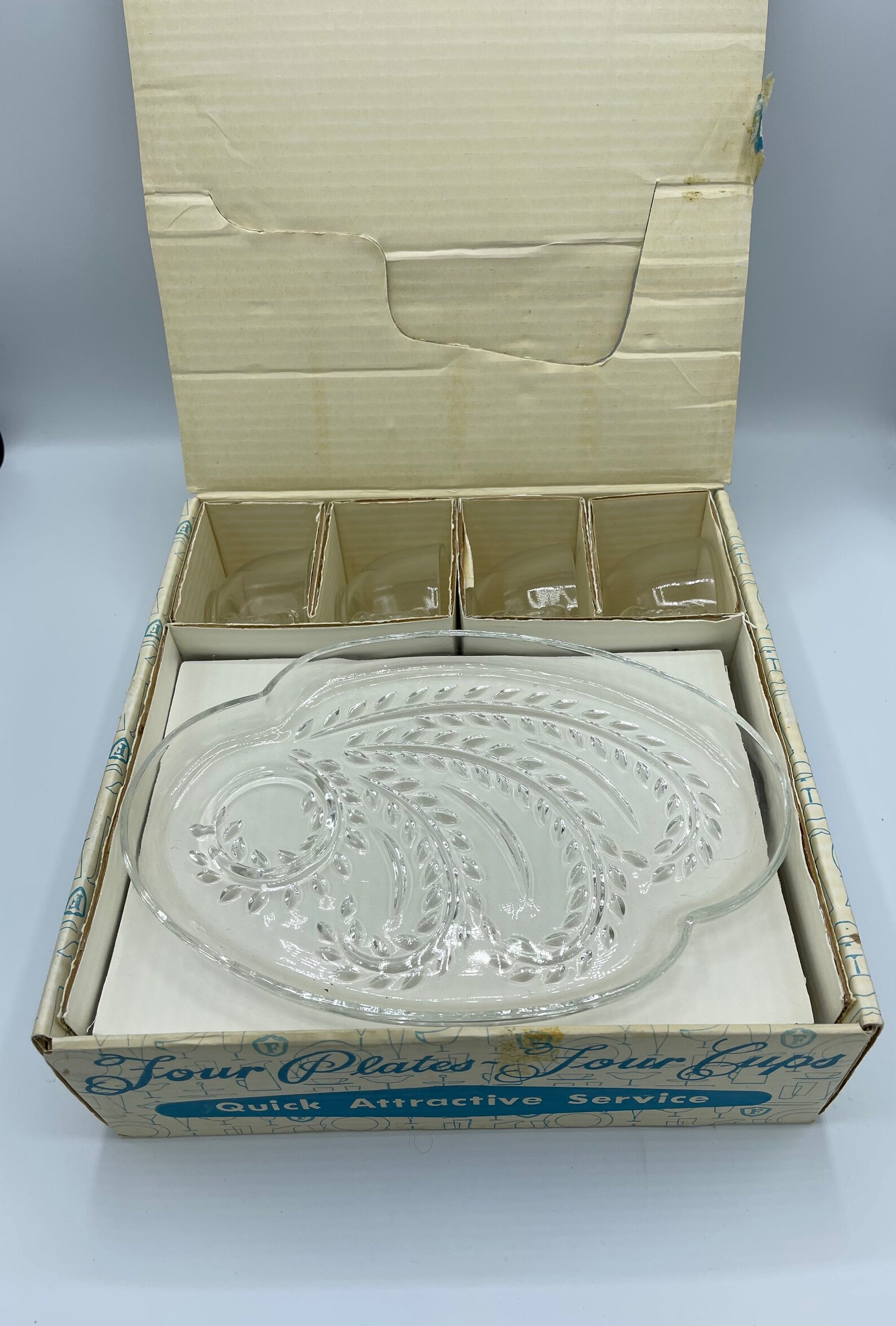 Vintage Federal Glass Company Hospitality Snack Set Vintage Etsy