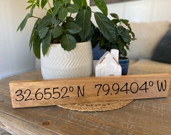 Coordinates Wooden Sign - Etsy