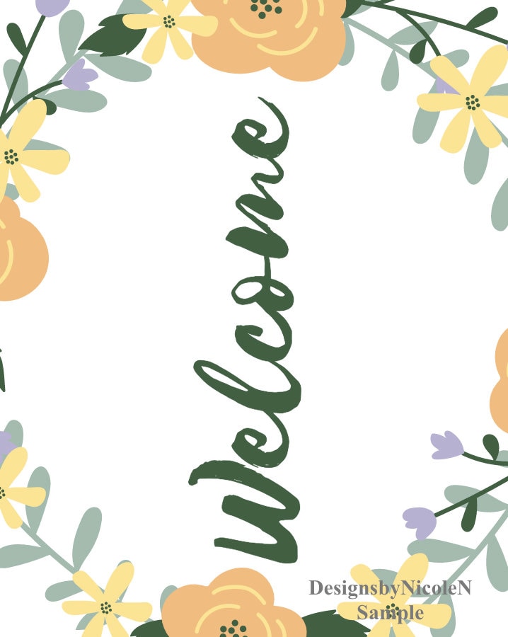 Welcome Print Floral Welcome Print Print pdf 8 x 10 | Etsy