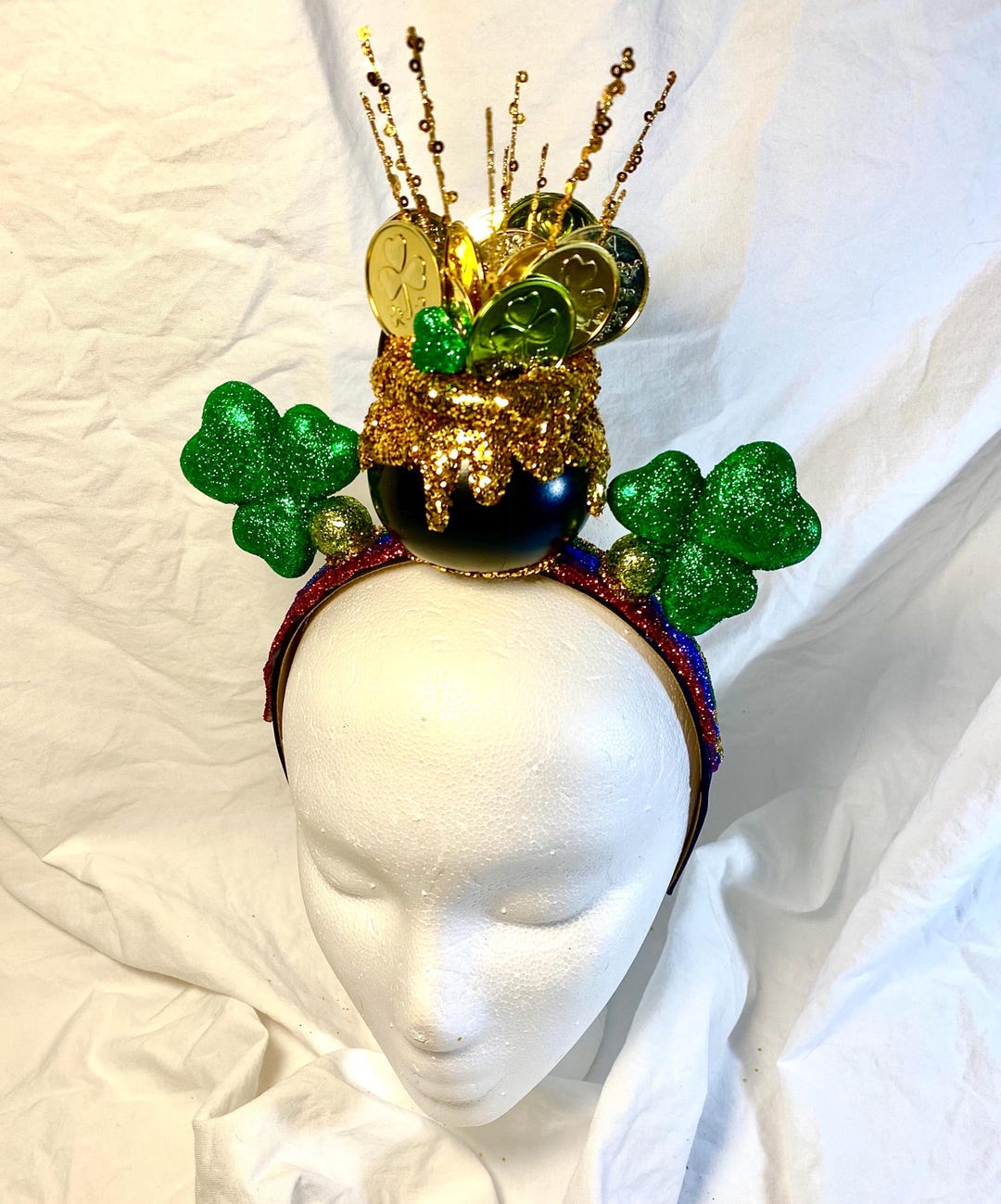 St Patrick’s Day Headband, One of a Kind, Glitter Shamrocks Crown, St ...