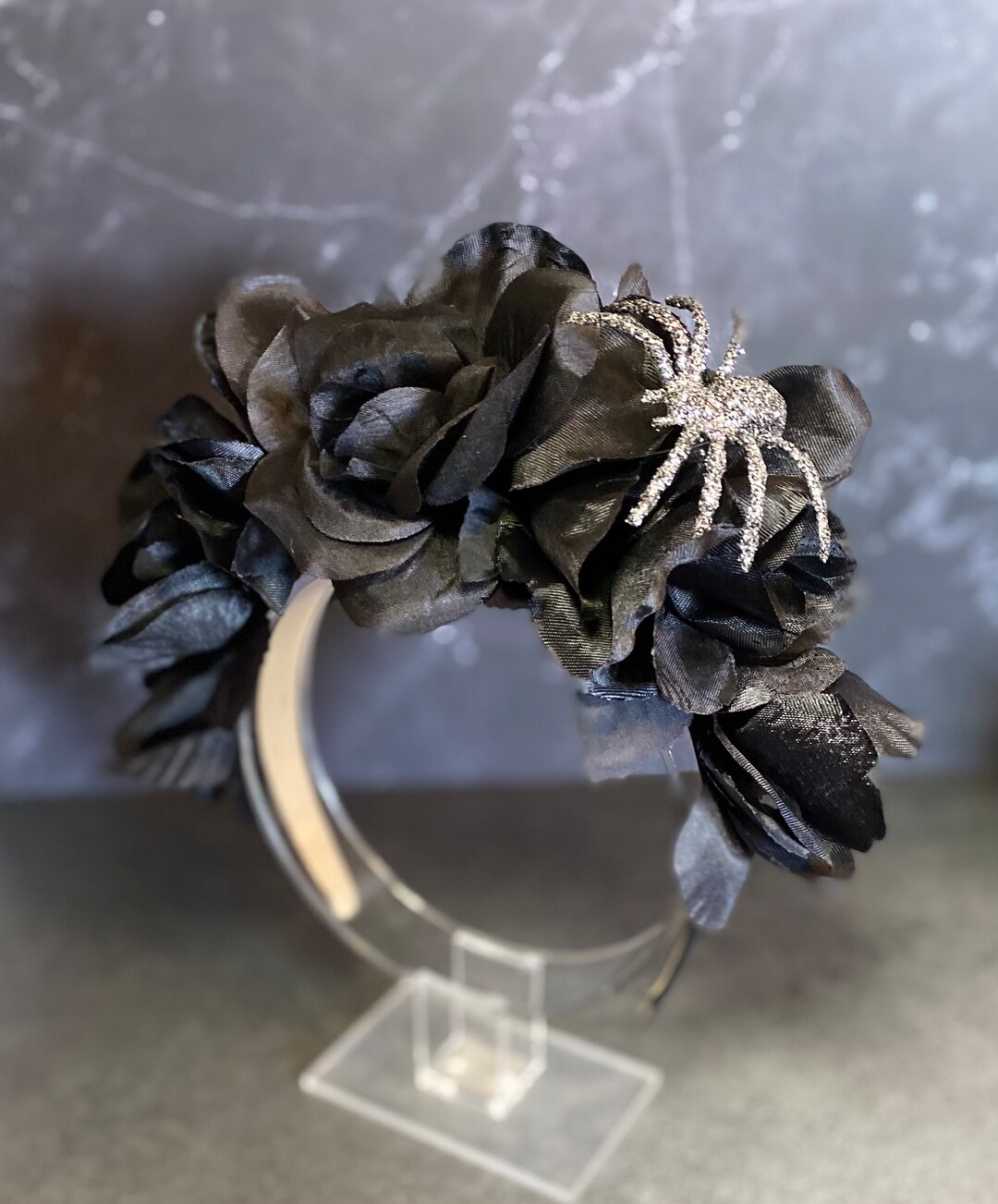 Halloween Flower Headband, Black Roses Flower Crown, Spooky Headband ...