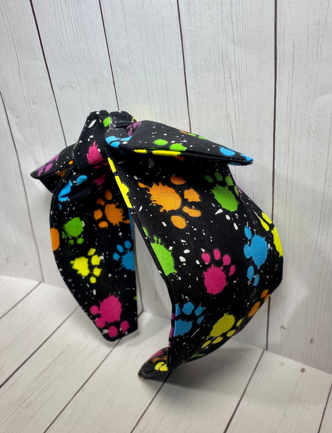 Paint Splatter Paw Prints Headband, Dog Mom Knotband, Paw Print ...