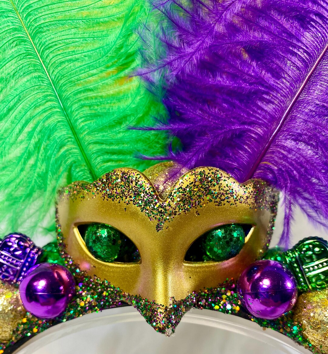 Mardi Gras Headband, Fat Tuesday Crown, Green Gold and Purple, Mask ...