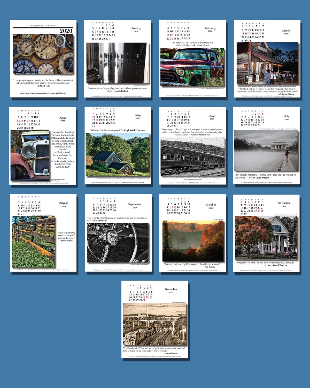 2020 Calendar / Desktop Calendar / Beautiful Photographs / Quotations ...