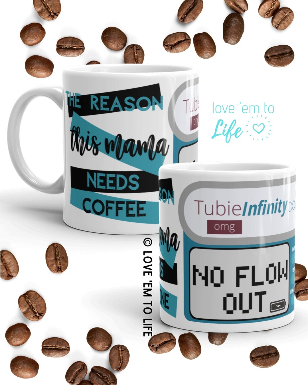 Tubie Mama Coffee Mug ~ Infinity Pump Coffee Cup ~ for Feeding Tube ...