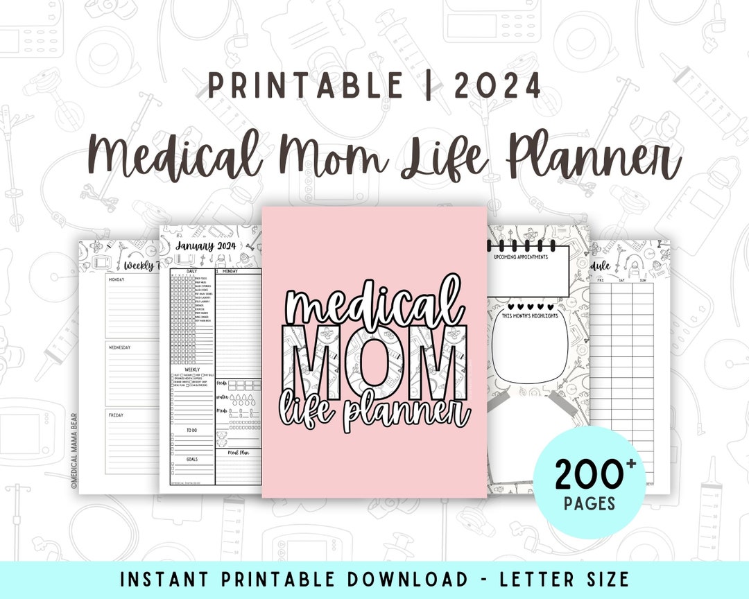 PRINTABLE Medical Mom Life Planner 2024 Jan-dec Daily Weekly Monthly ...