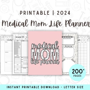 PRINTABLE Medical Mom Life Planner 2024 Jan-dec Daily Weekly Monthly ...