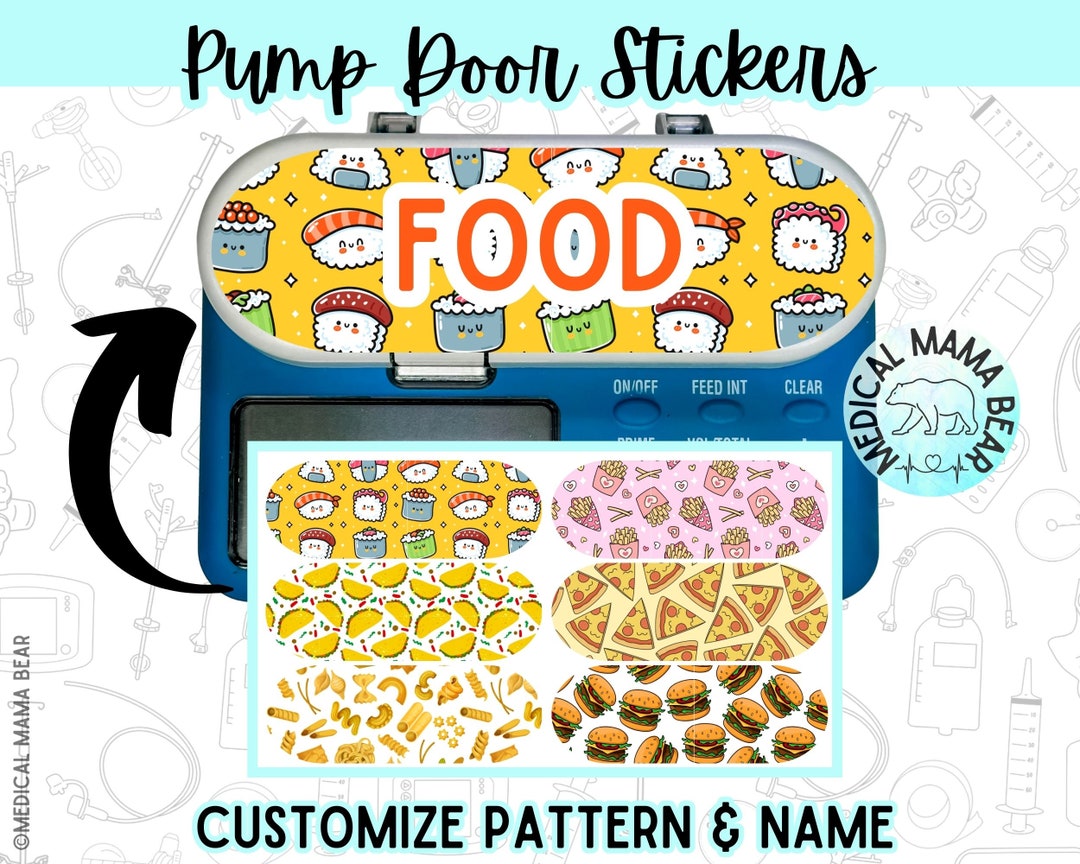 Food Feeding Pump Door Stickers CHOOSE Pattern Add Name Feeding Tube G ...