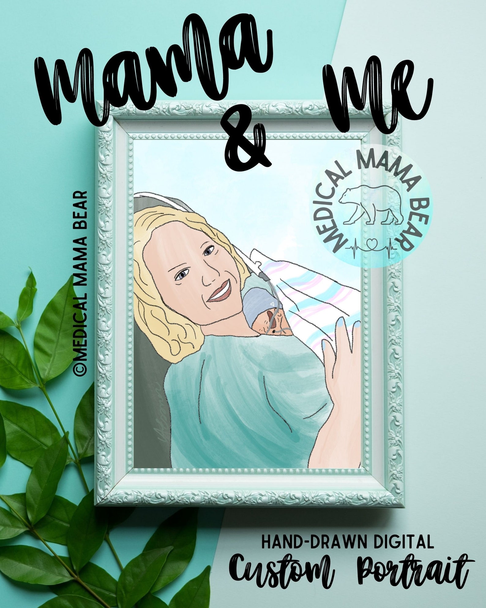 NICU Gift Custom Watercolor Portrait NICU Baby Hand-drawn - Etsy