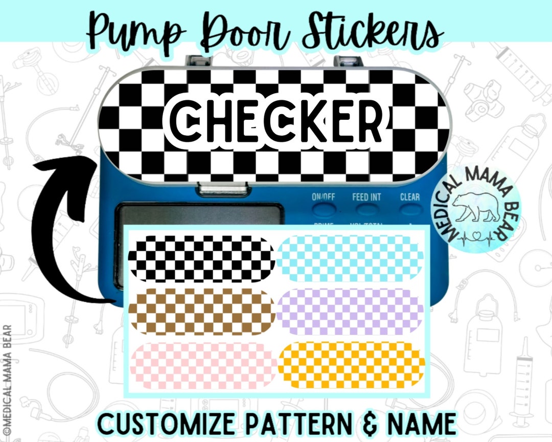 Checkerboard Feeding Pump Door Stickers CHOOSE Pattern Add Name Feeding ...