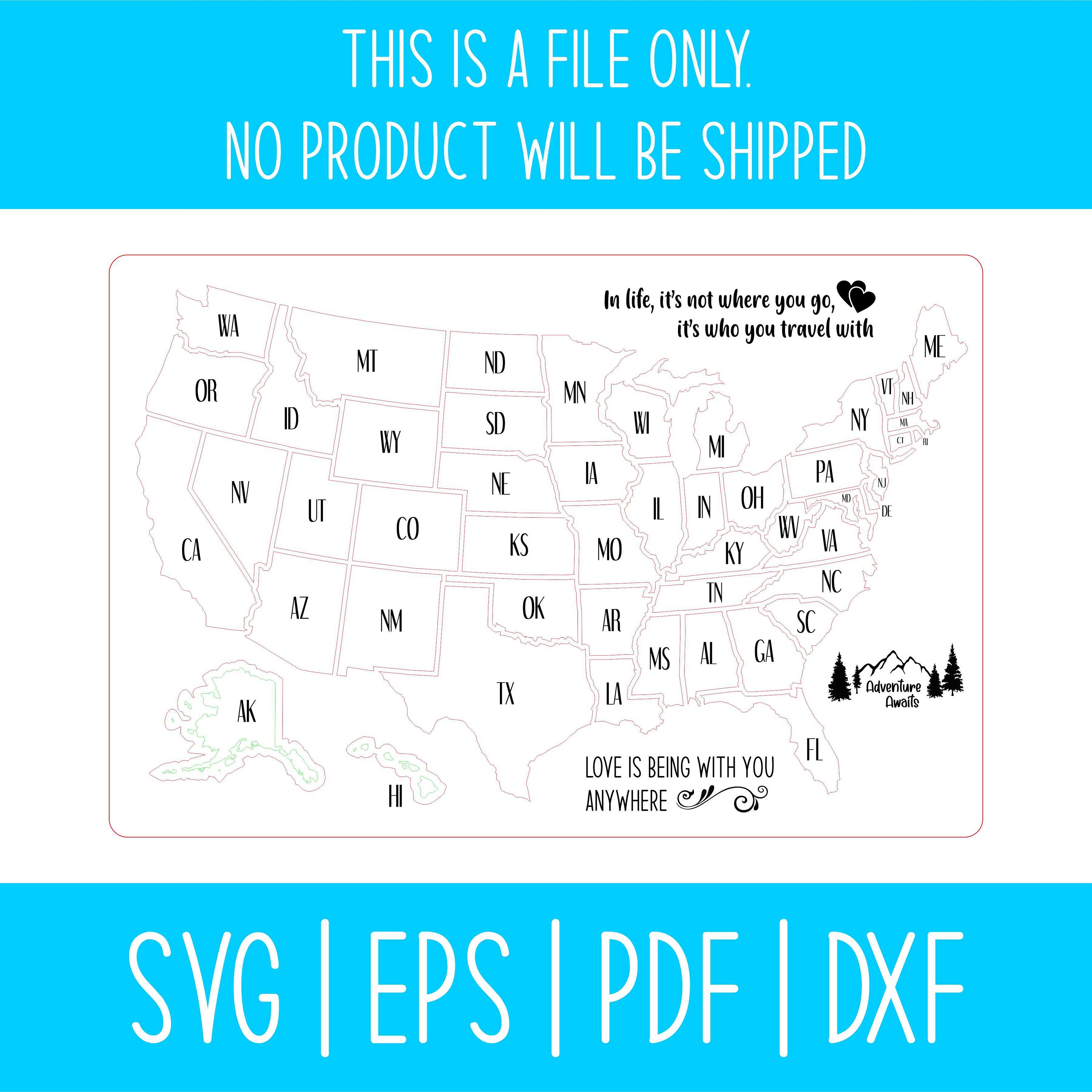 Digital Download US Travel Map - Fill in Travel Puzzle - Laser Cut Map ...