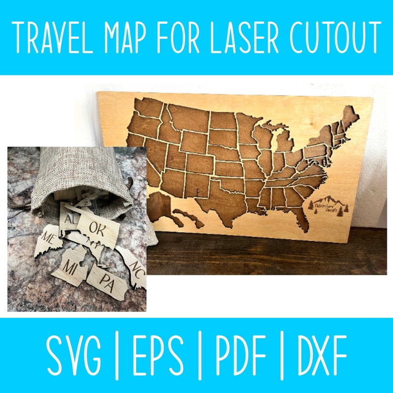 Digital Download US Travel Map - Fill in Travel Puzzle - Laser Cut Map ...