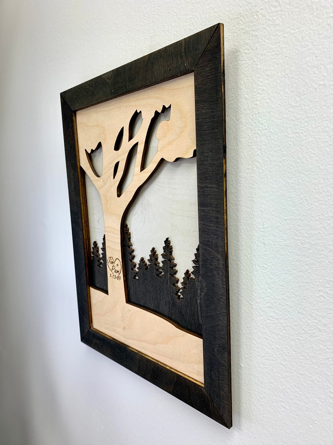 Engraved Wood Frame Names Carved Into a Tree - Etsy