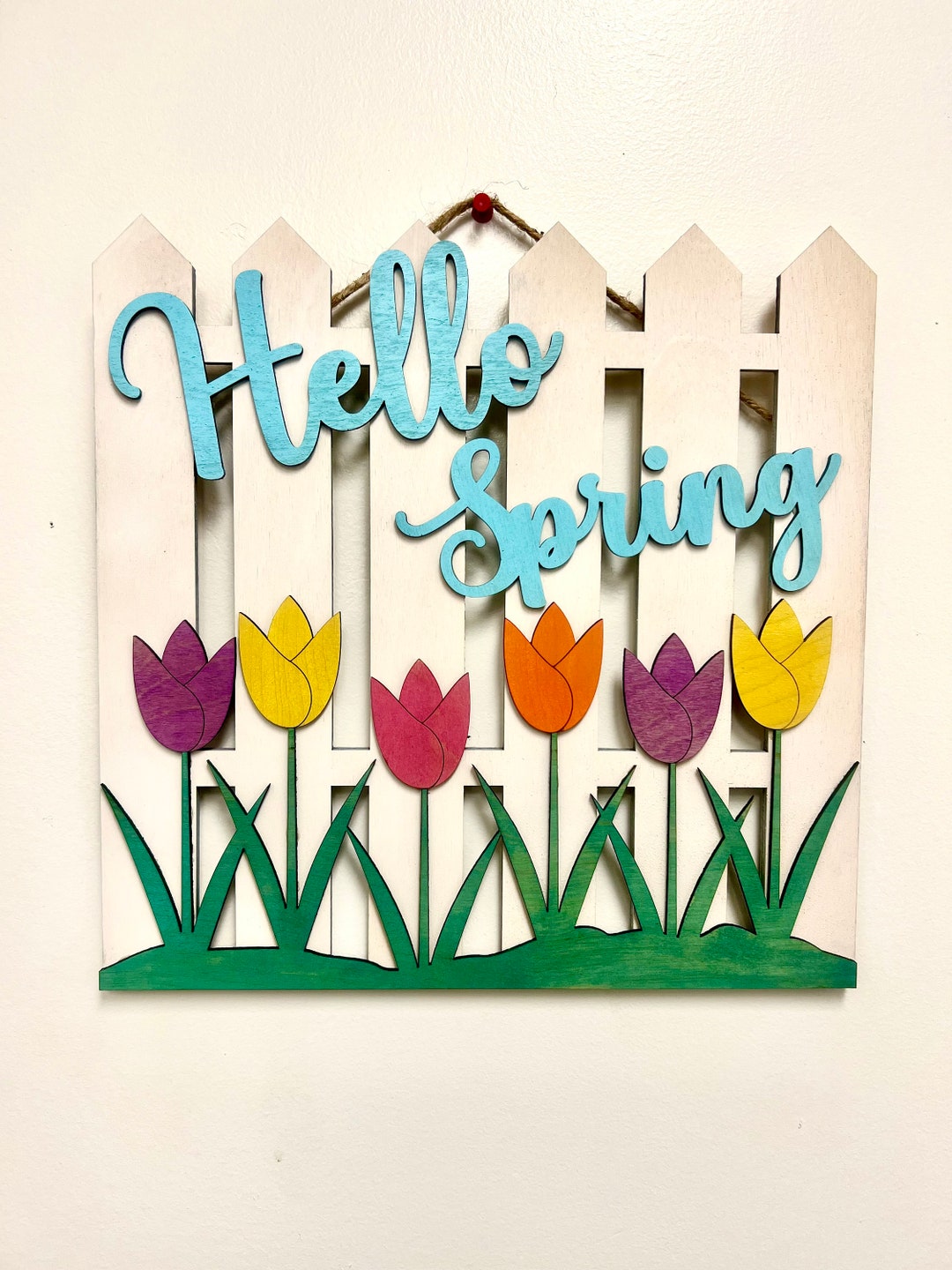 Hello Spring Sign Wood Spring Door Sign - Etsy