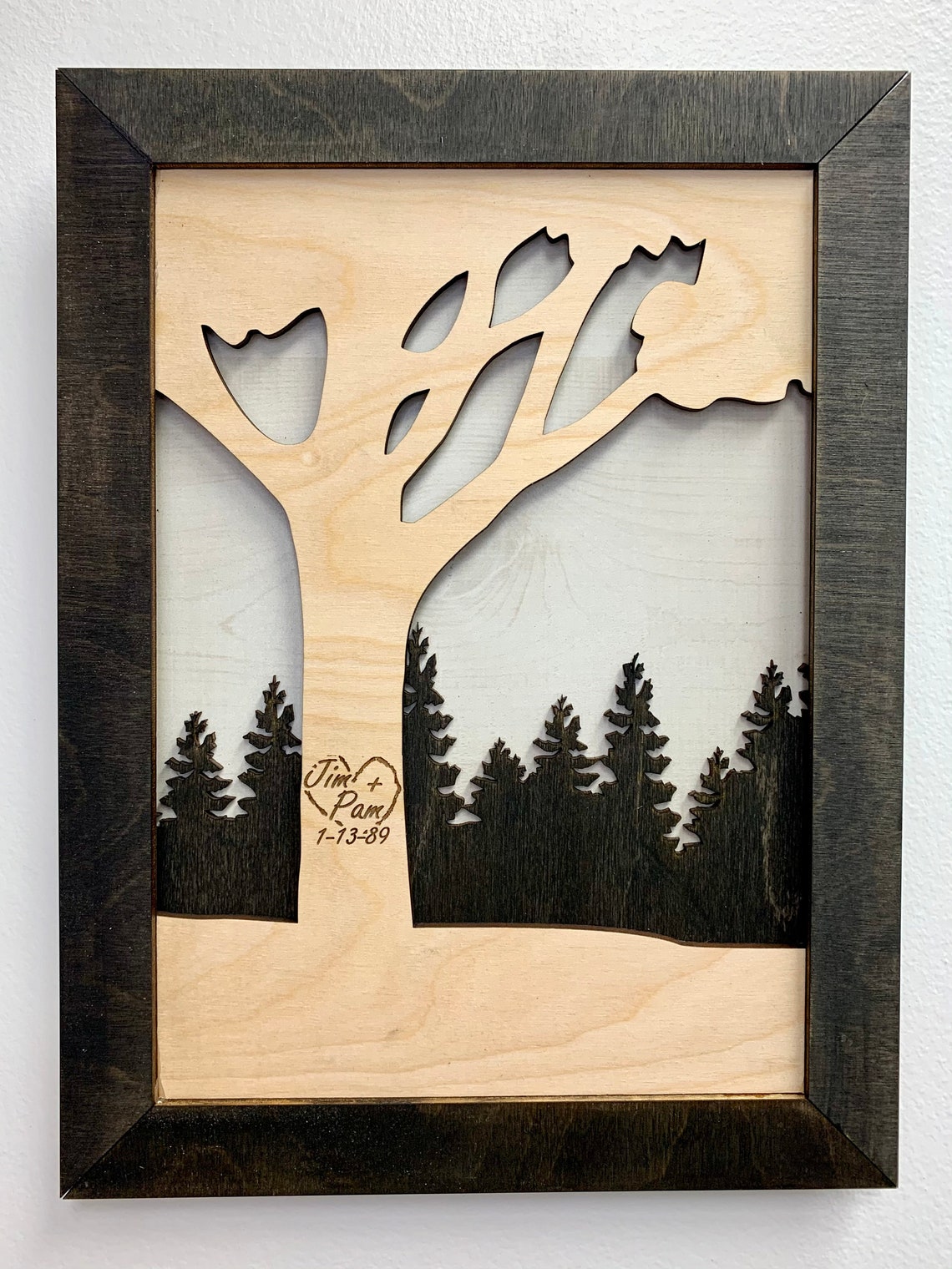Engraved Wood Frame Names Carved Into a Tree - Etsy