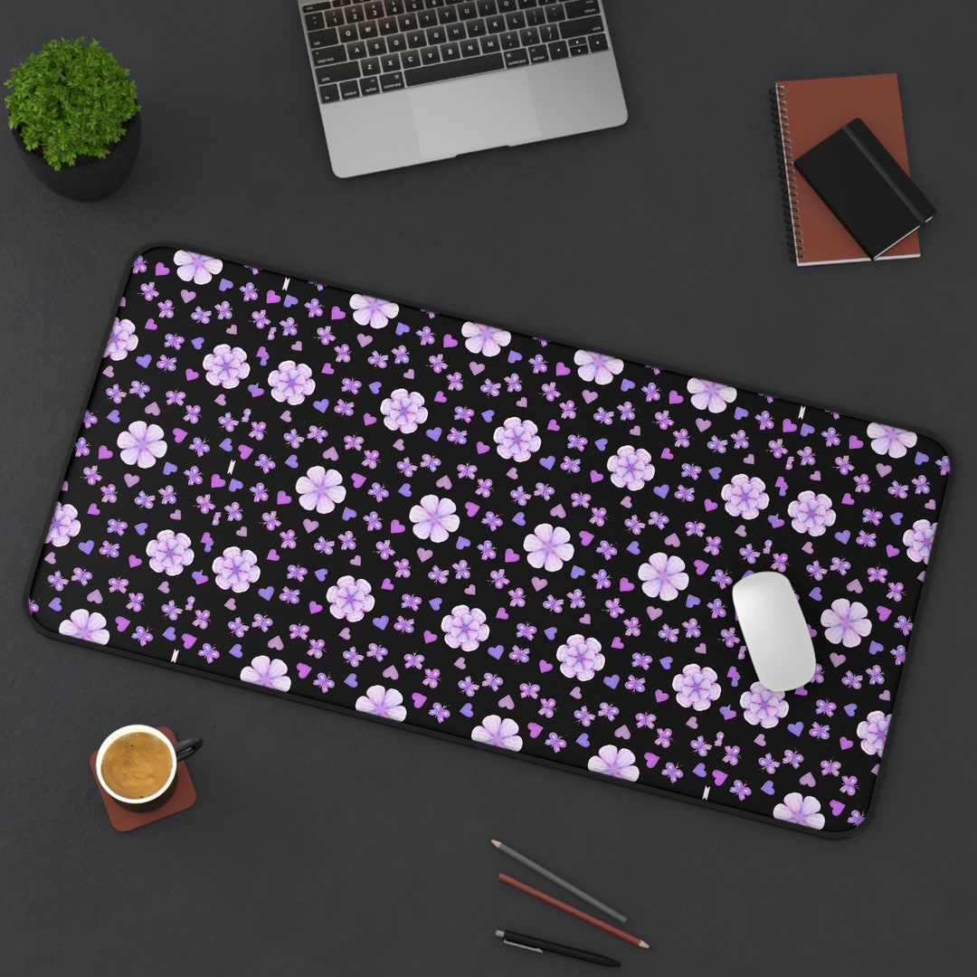 Purple Gaming Mouse Pad Butterfly Desk Mat Flower Mother's Day Gift for ...