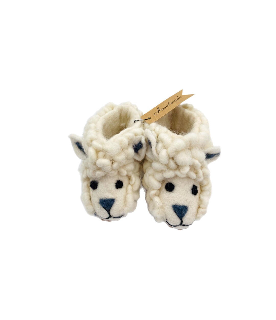 Sheep White Lamb Handmade Felt Wool Kids Slippers With Suede Sole, Fair ...