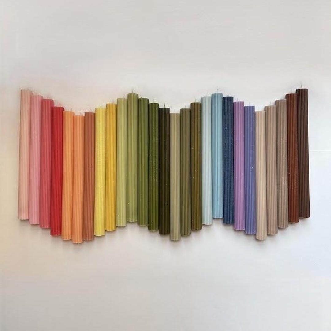 Ribbed Taper Candles, Minimal Drip, Candlesticks, Colored Tapers ...