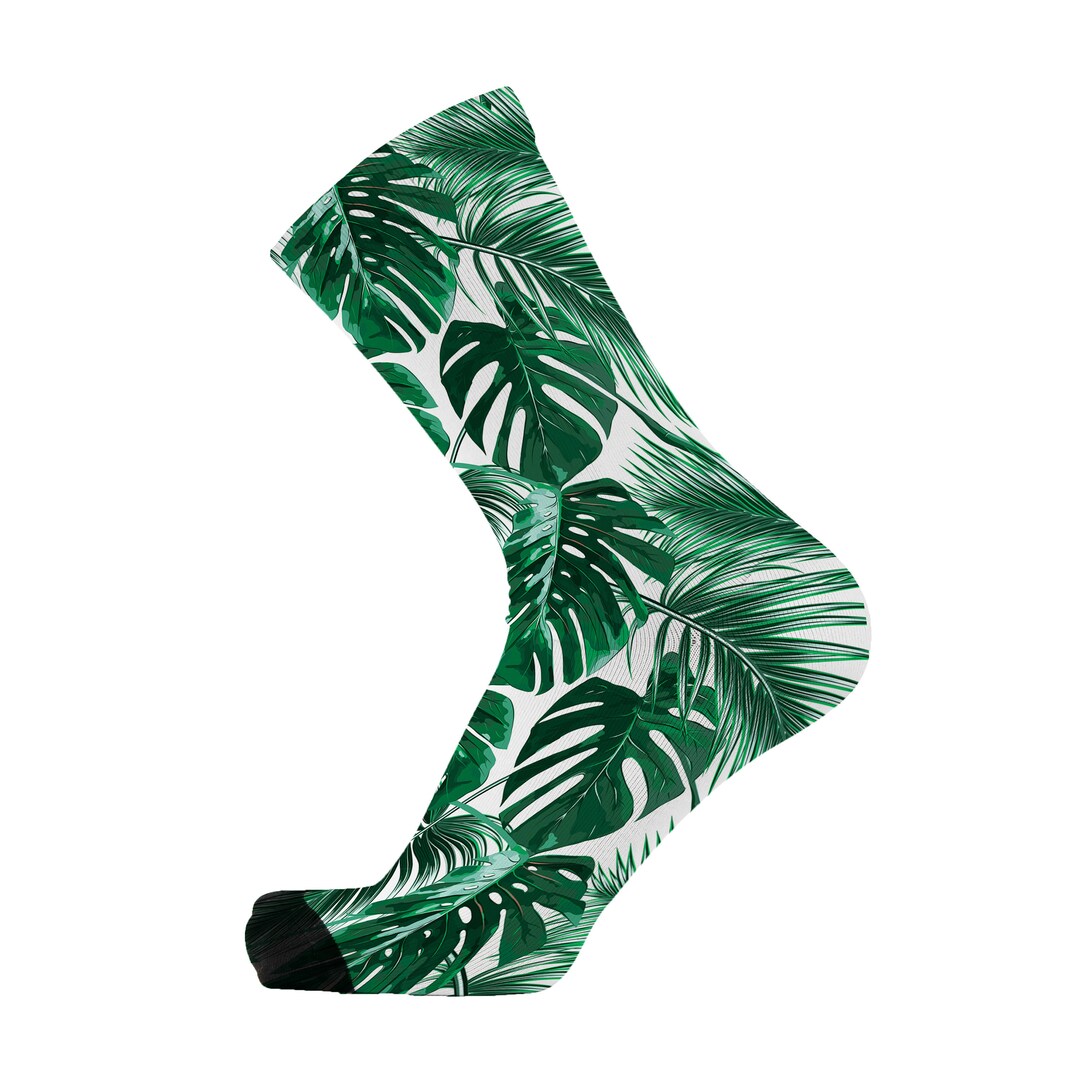 Leaf Me Alone Bamboo Socks. Green Leaves Socks. Palm Tree Socks. Plant ...