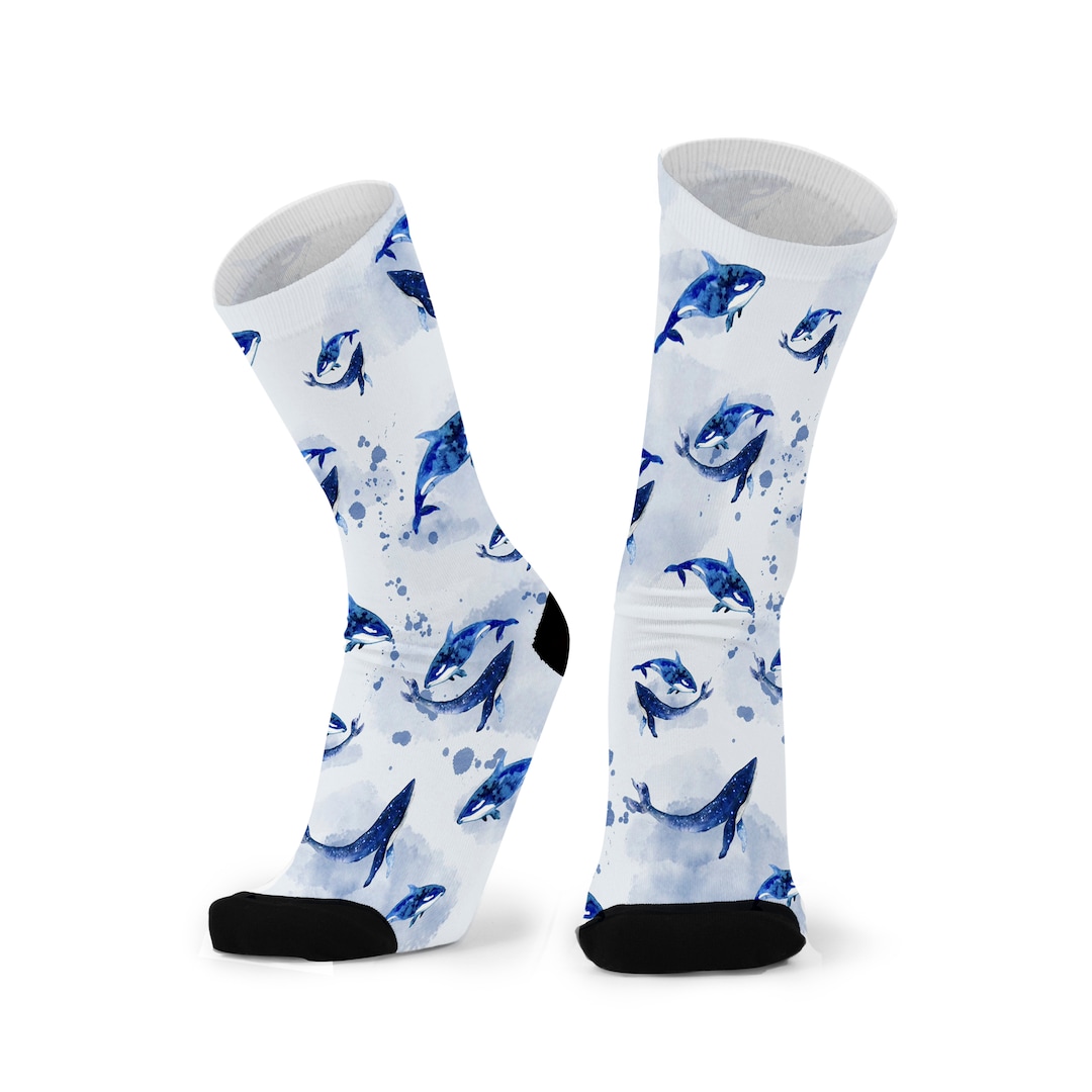 Wandering Whales Bamboo Socks. Blue Whale Socks. Orca Killer Whale ...