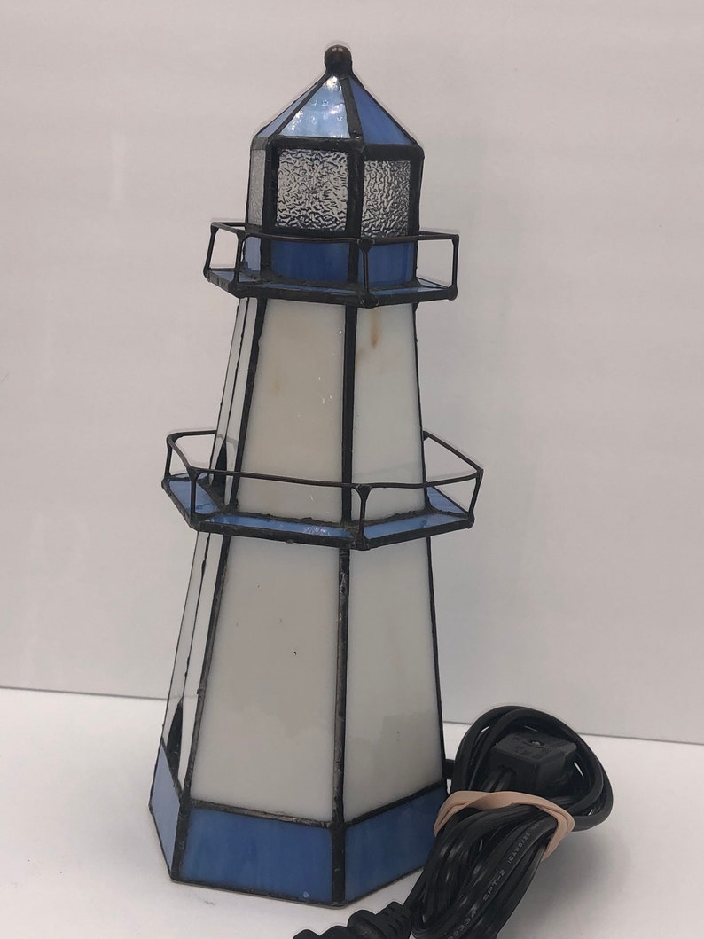 Stained Glass Lighthouse Stained Glass Nightlight Nautical Decor ...