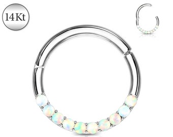 14k Solid White Gold Helix,daith,septum,cartilage Clicker Ring..16g ...