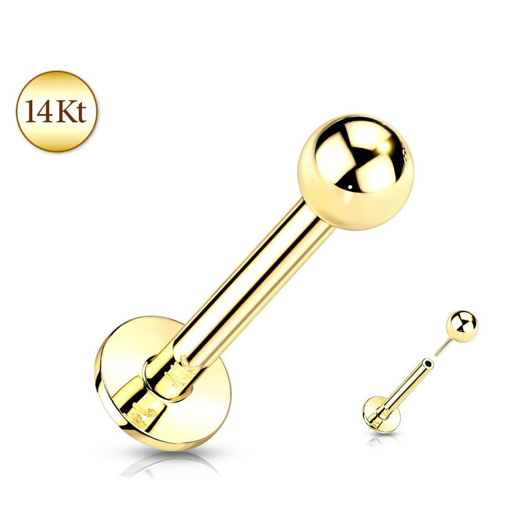 14K Solid GOLD Push-in Labret Ear Cartilage Philtrum Medusa Rings Lip ...