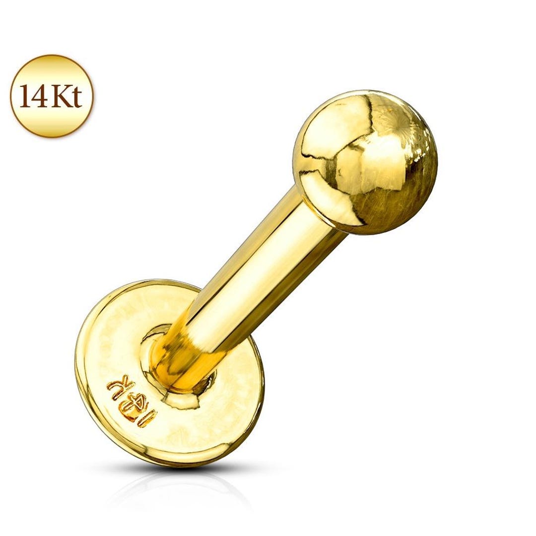 14K Solid GOLD Labret Studs Ear Cartilage Bar Philtrum Medusa Rings Lip ...