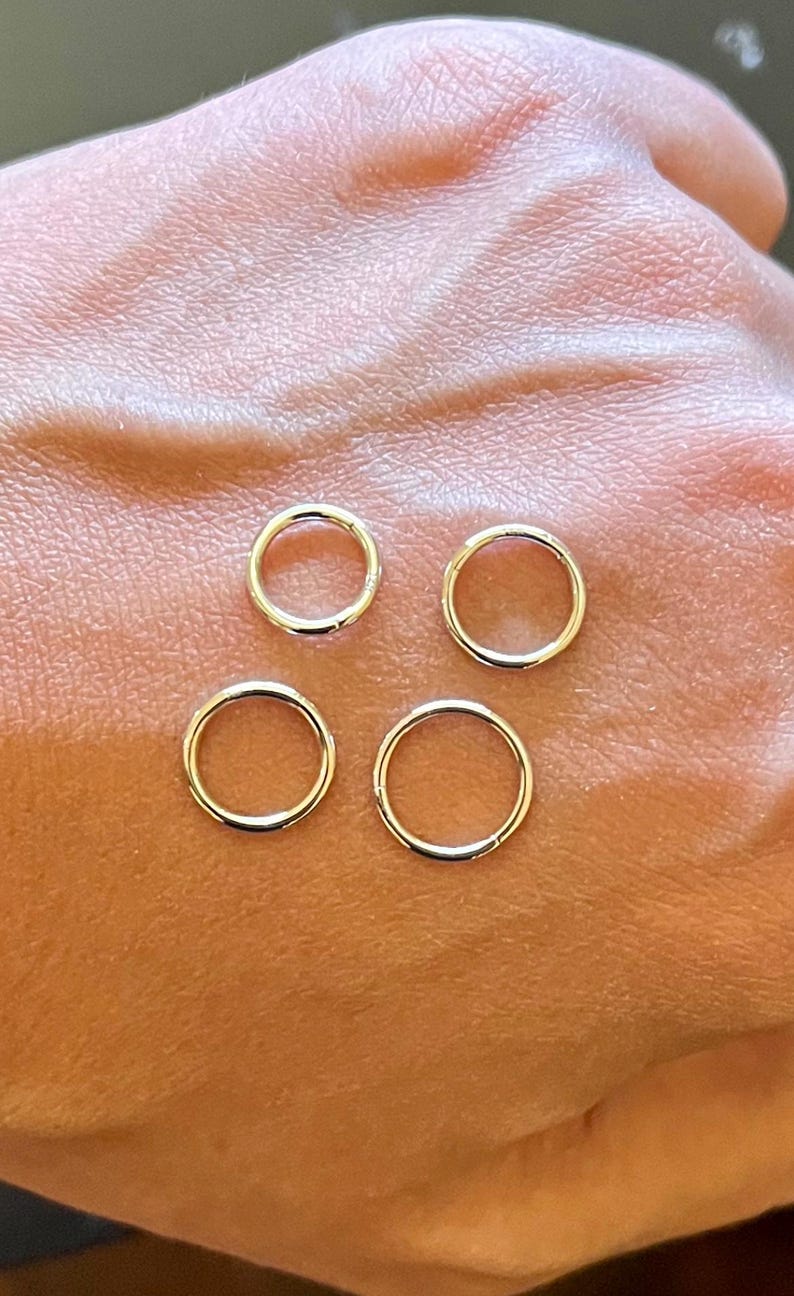 14K Solid WHITE Gold Seamless Hinge Clicker Ear Cartilage Nose Septum ...
