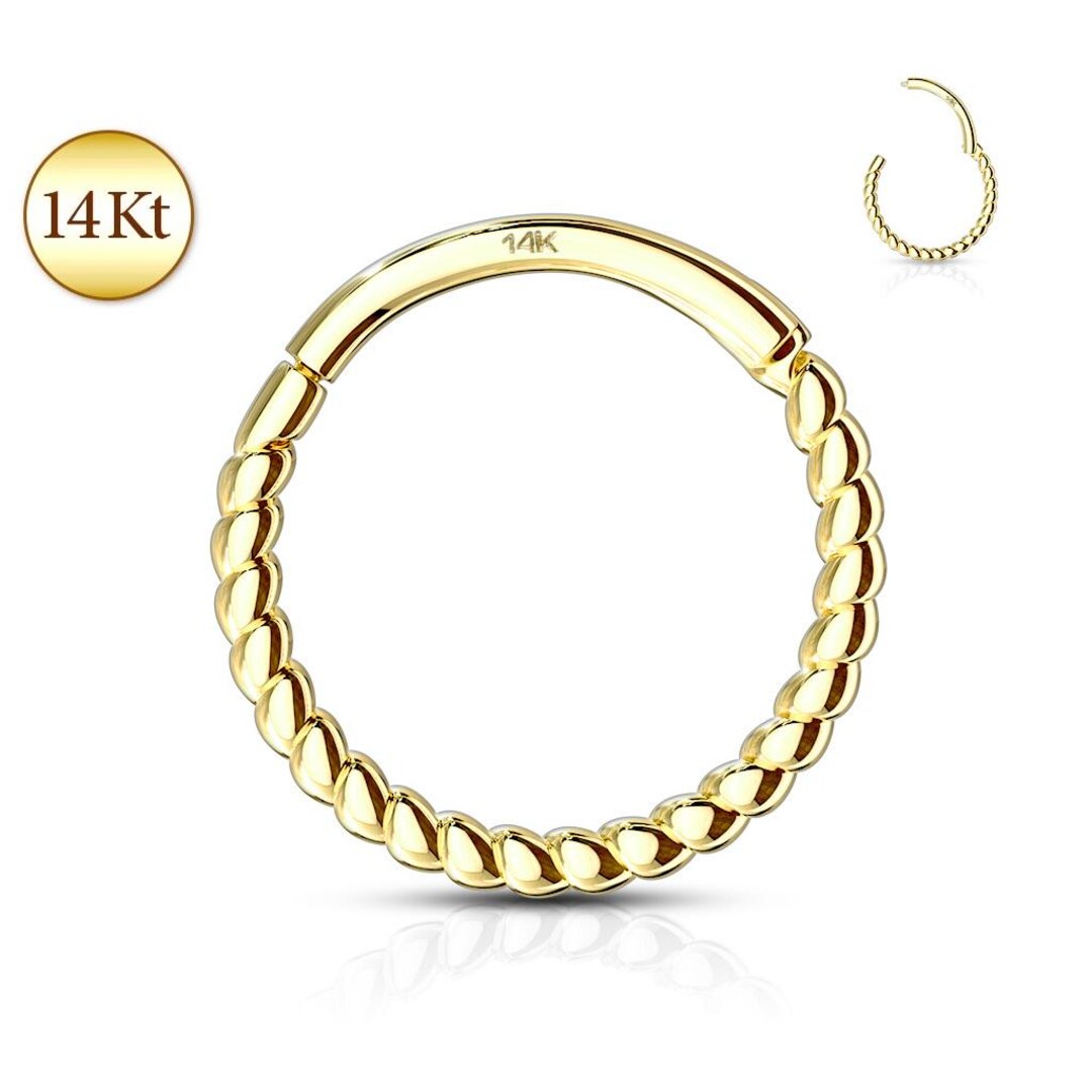 Solid 14K Gold Braided Hoop Clicker Rings Ear Cartilage Nose Septum ...