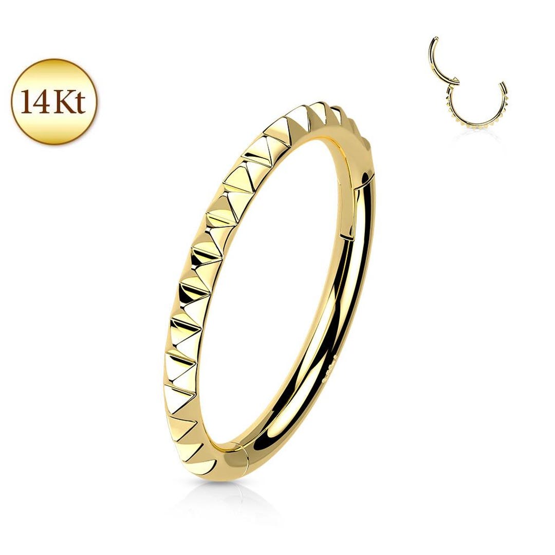 Solid 14K GOLD Pyramid Cut Hinged Clicker Rings Ear Cartilage Stud ...