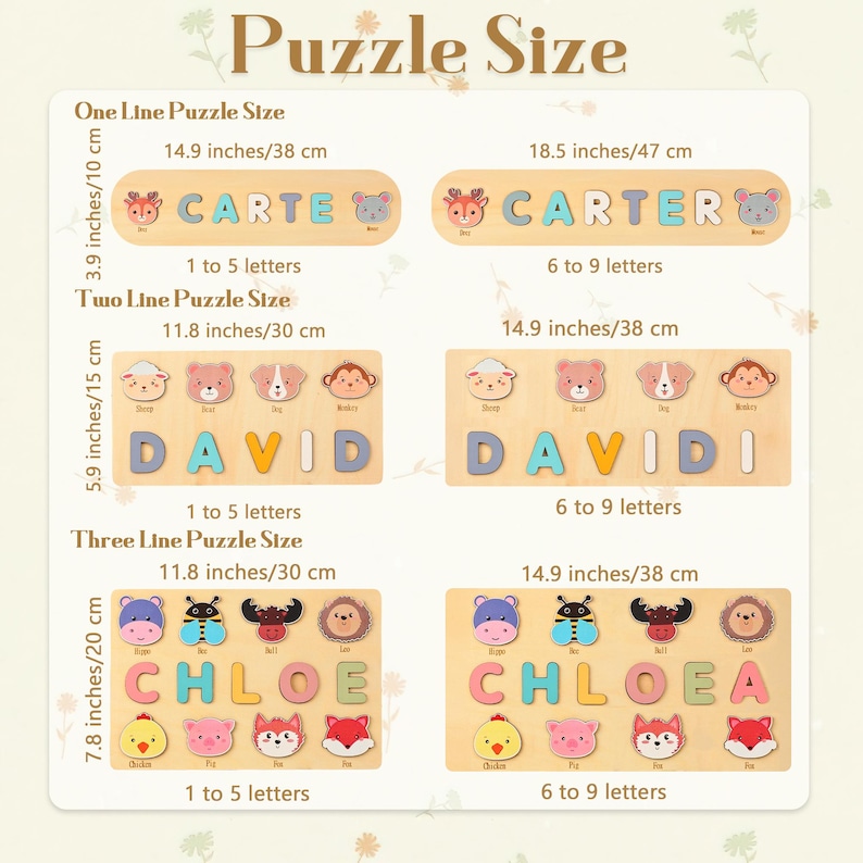 Personalized Animal Name Puzzle, Custom Busy Board, Montessori Wooden ...