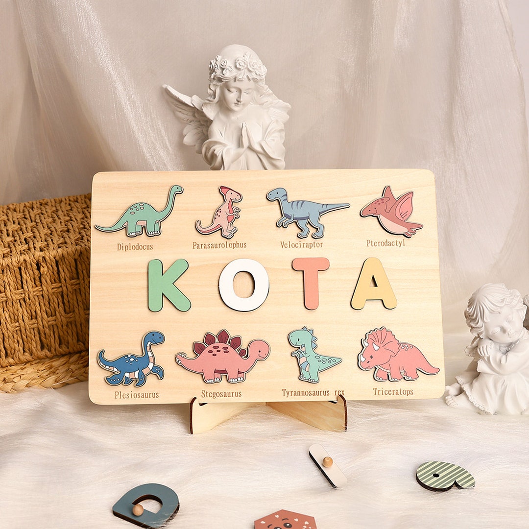 Custom Dinosaur Name Puzzle, Dinosaur First Birthday Gift, Dino Baby ...