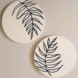 Black and White Botanical Coasters Set of Two Drink Coasters Modern ...
