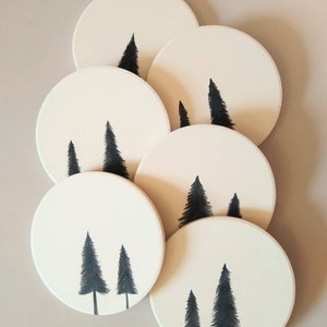 Pine Tree Drink Coasters Minimalist Home Decor | Etsy