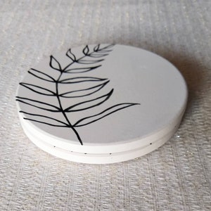 Black and White Botanical Coasters Set of Two Drink Coasters | Etsy