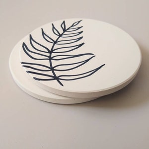 Black and White Botanical Coasters Set of Two Drink Coasters Modern ...