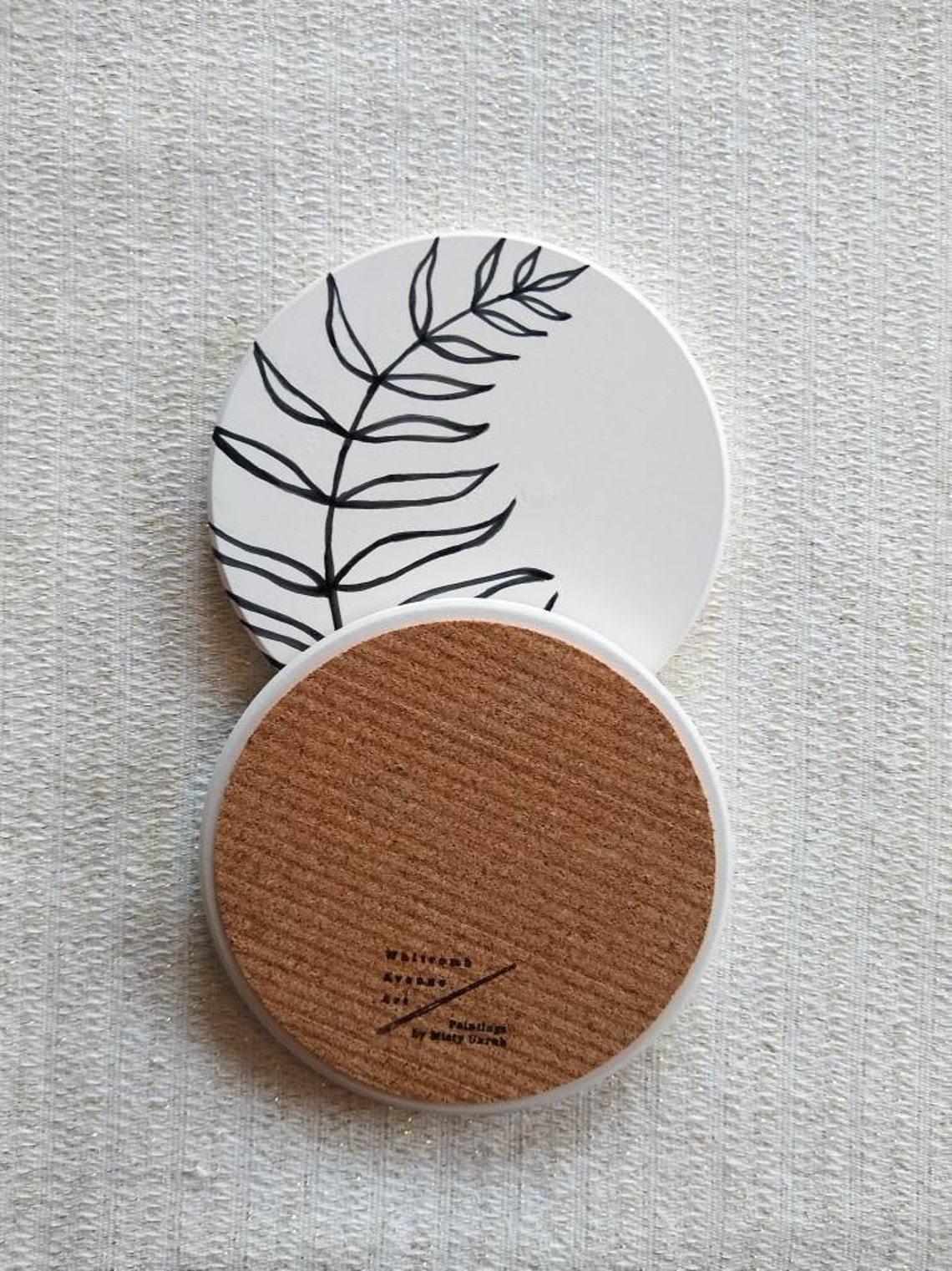 Black and White Botanical Coasters Set of Two Drink Coasters | Etsy