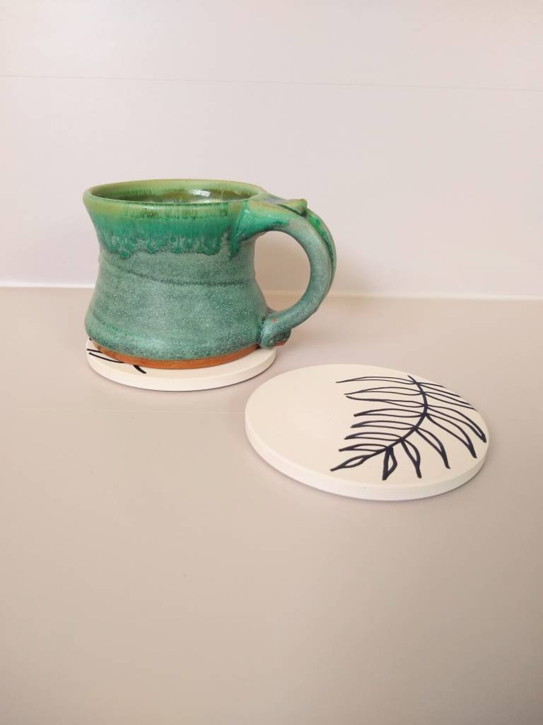 Black and White Botanical Coasters Set of Two Drink Coasters Modern ...