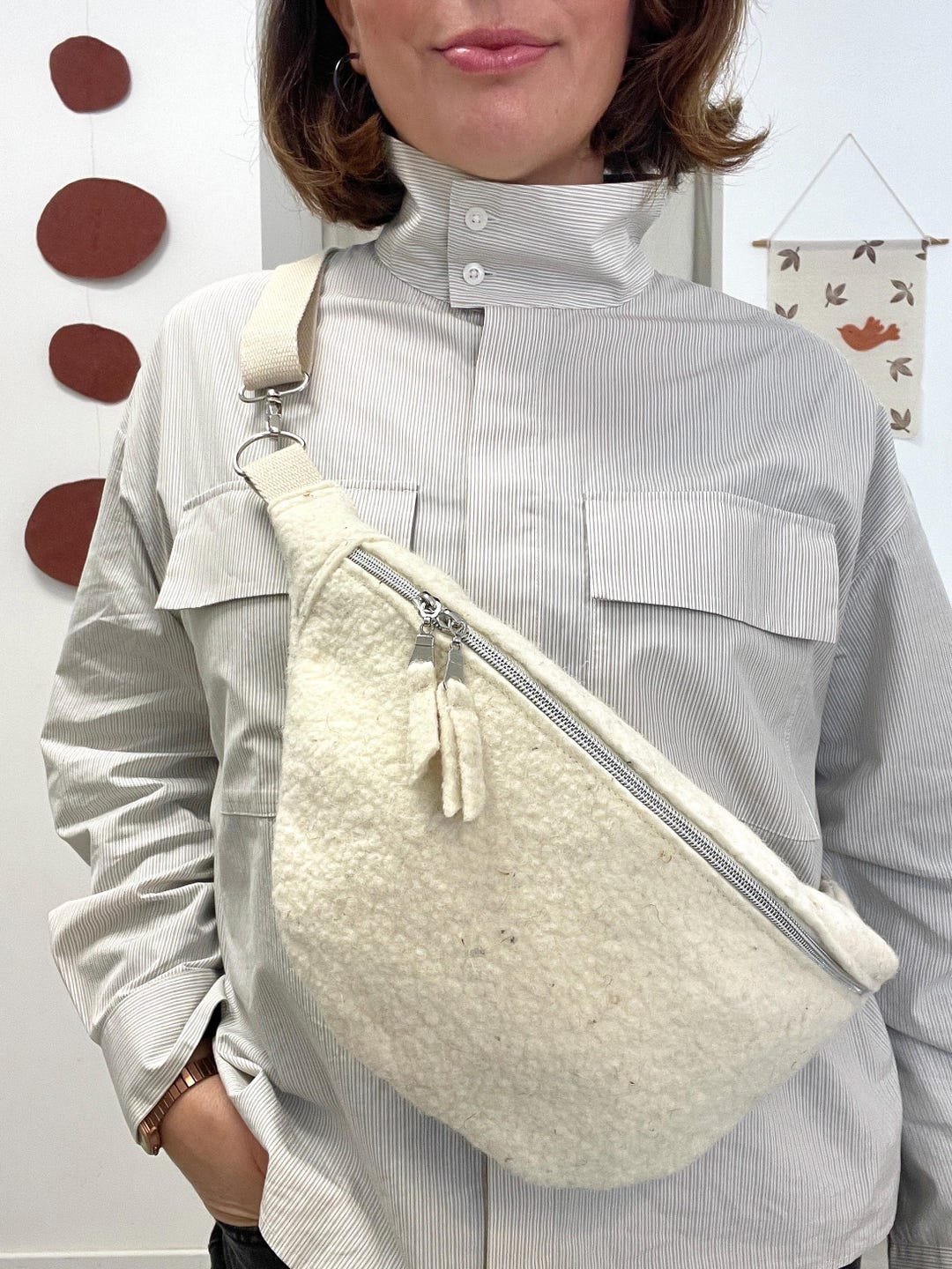 French-made Heather Grey Wool Felt Fanny Pack - Etsy