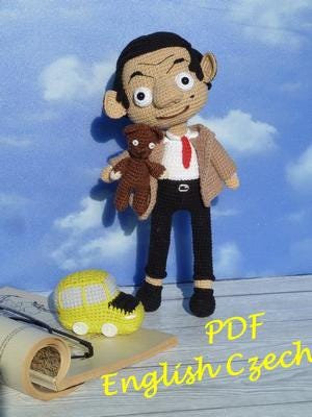 Mr. Bean Crochet Pattern With Teddy Bear and Car - Amigurumi PDF ...