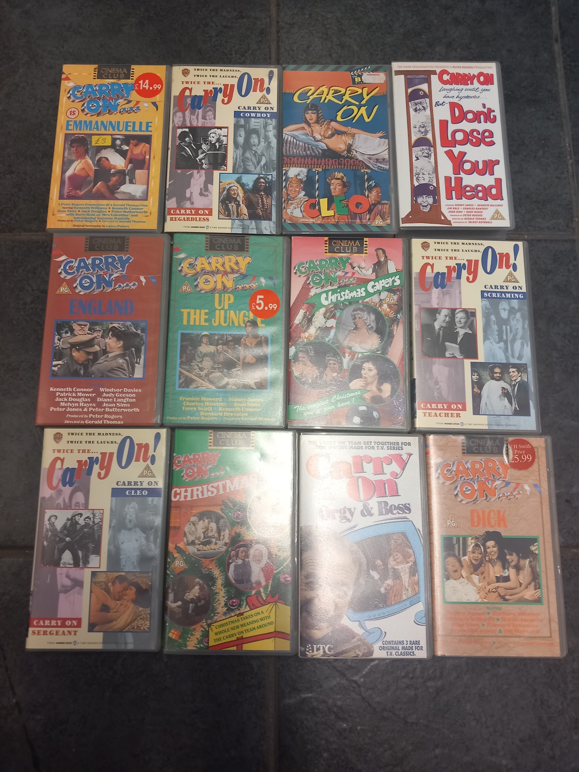 Large Collection of 12 Carry on Film VHS Video Movies Films Classic ...