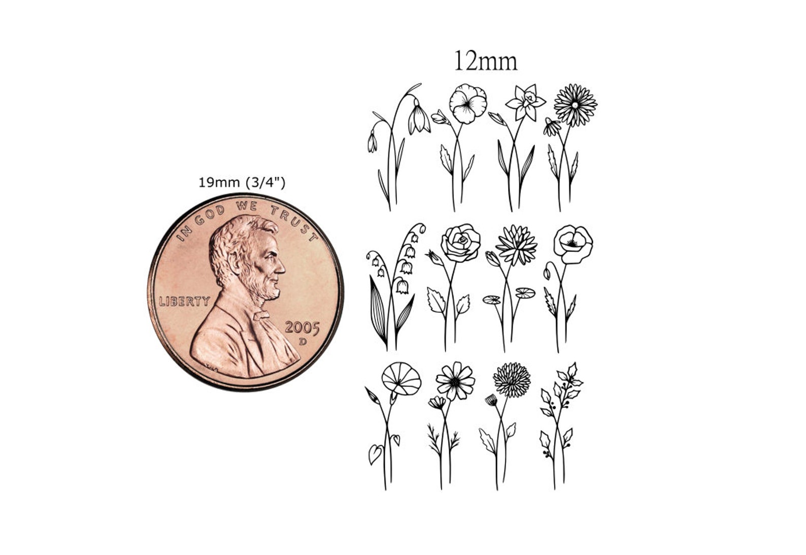 Birth Month Flower Stamp Sets up to 50% Off - Etsy