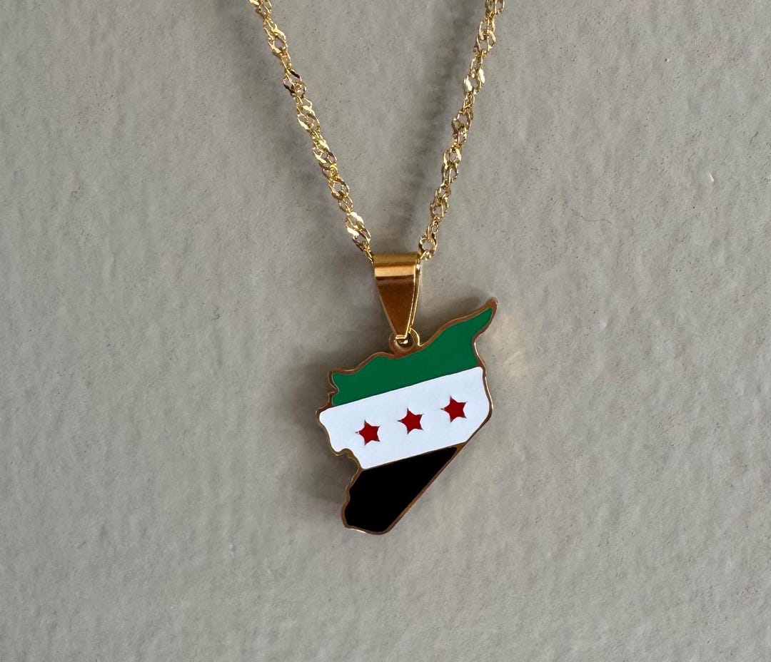 Free Syria Map Outline Pendant Necklace Free Syria Flag Country Charm ...